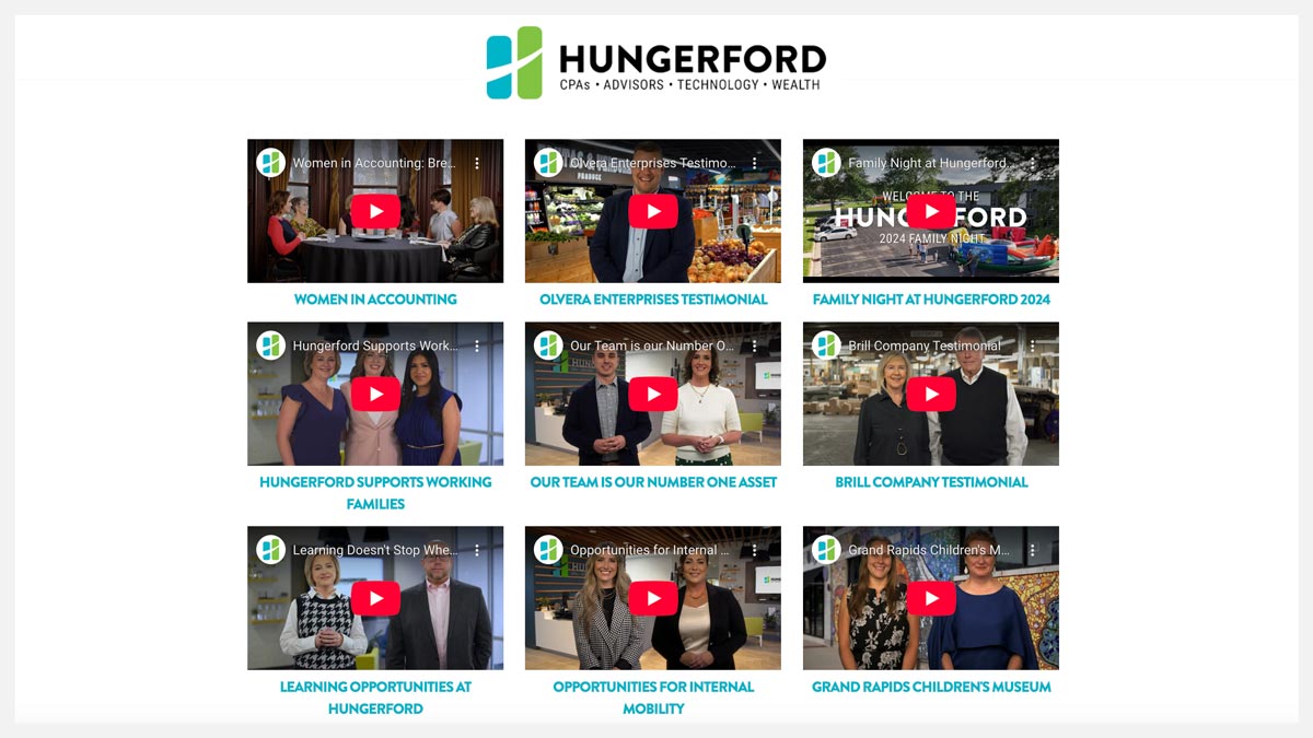 Videos | Hungerford CPAs + Advisors | Michigan Tax Firm
